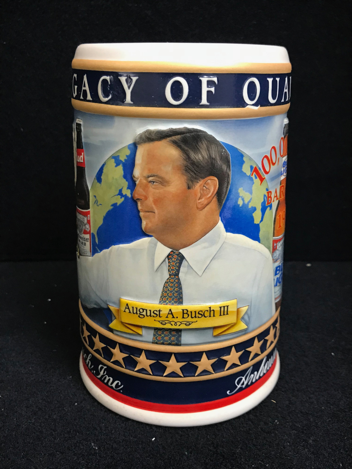 Budweiser Beer Stein "A Legacy of Quality" August A. Busch III 2004 Mug ...