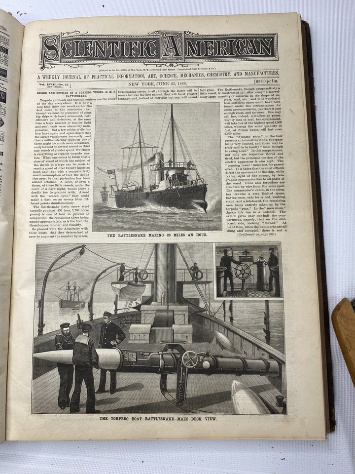 Scientific American Book Illustrated Science & Mechanic Full Year 1888 ...