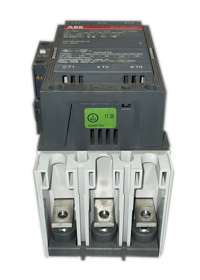 ABB A145-30 A Series Contactor, 3-Pole, N/O, 24VAC Coil, Used and ...