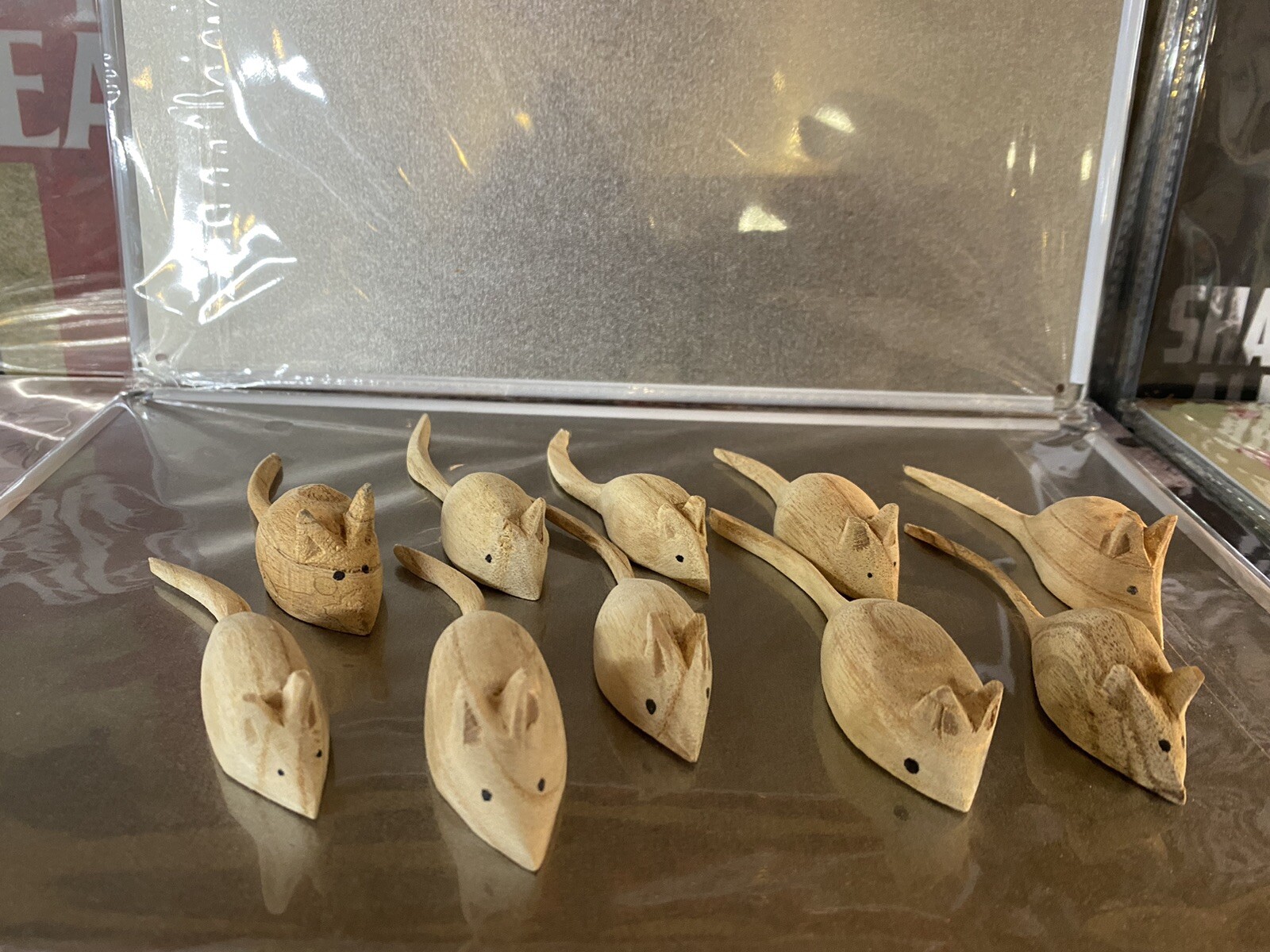 ChiselCraft (TEN) 10 Wooden Mice GRAINED NATURAL Wood Carvings Quality ...