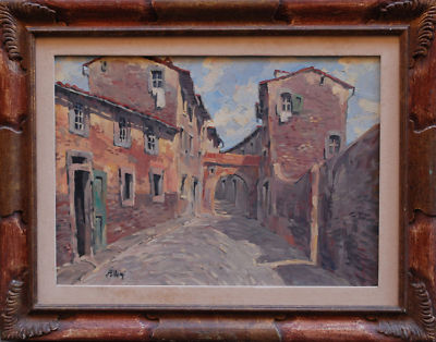 VICOLO - CLAUDIO PALLINI - Dipinto Originale a Olio 1973 50x70 Livorno ...