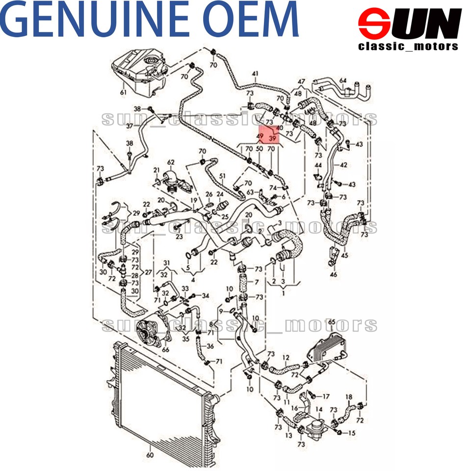 NEW OEM Genuine Coolant hose For 2007-2015 Audi Q7 4LB 3.0L V6 ...