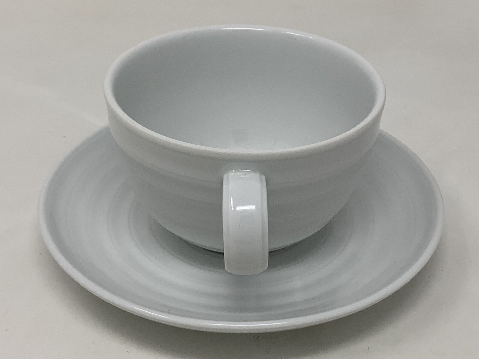 Crate & Barrel Spal Porcelain Coffee Cup & Saucer Portugal White Ribbed ...