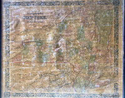 1853 Colton’s Railroad & Township Map of New York | eBay