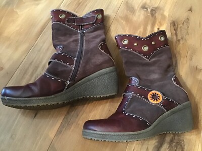 Spring Step Burgandy Leather Boots Size 39 | eBay