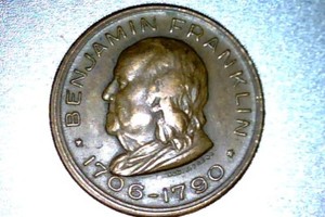 Benjamin Franklin Memorial, Institute, 1706-1790, Souvenir Copper Token ...