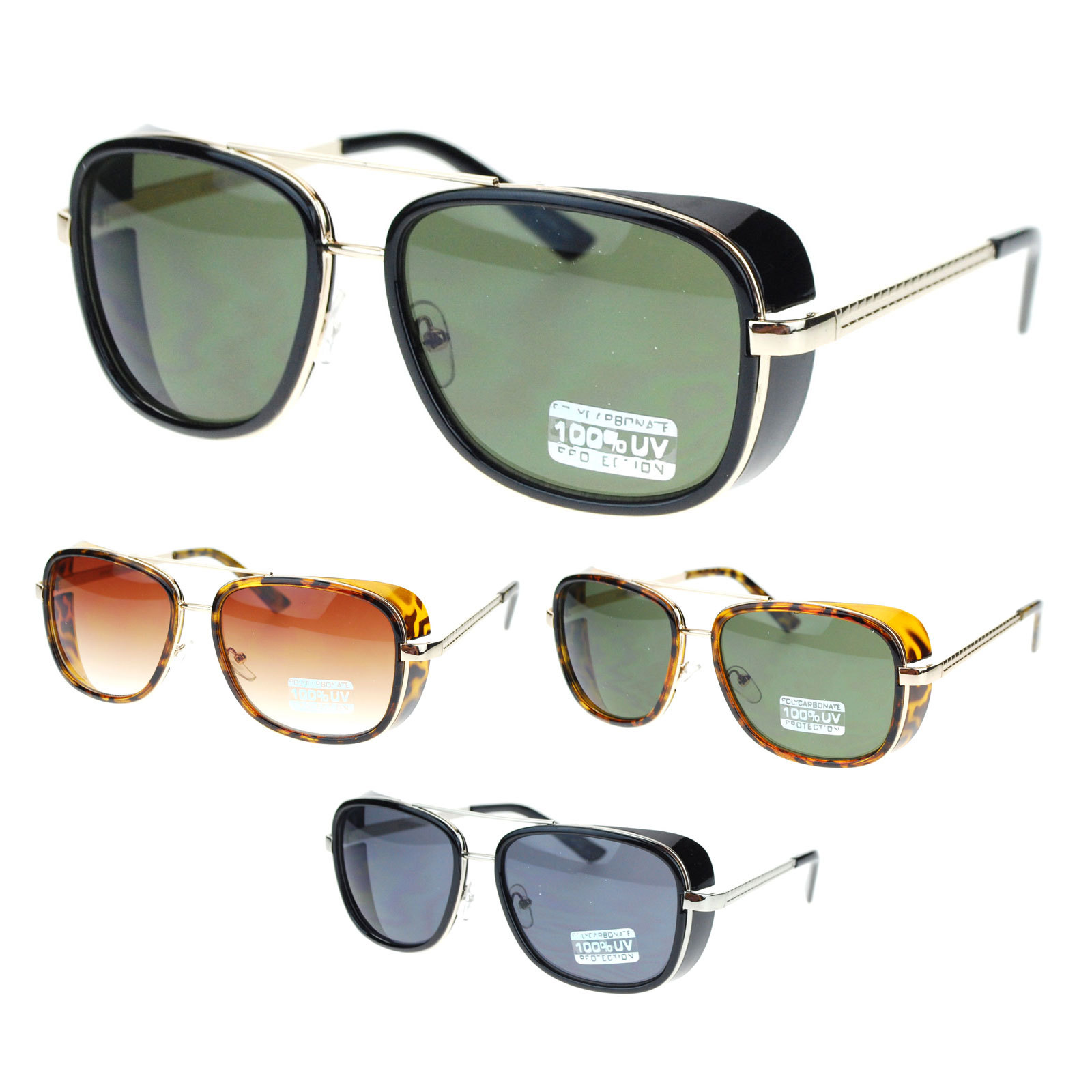 Mens Side Visor Retro Wind Breaker Rectangular Designer Sunglasses | eBay