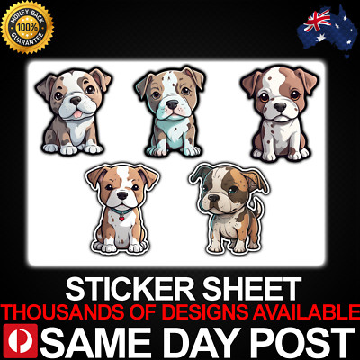 CUTE CHIBI STAFFORDSHIRE'S Vinyl Sticker Sheet Car Decal Cheap Dog ...