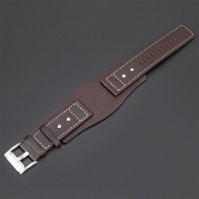 HAND MADE WATCH BAND LEATHER STRAP CUFF BAND BROWN FOR WATCH CASE WITH ...