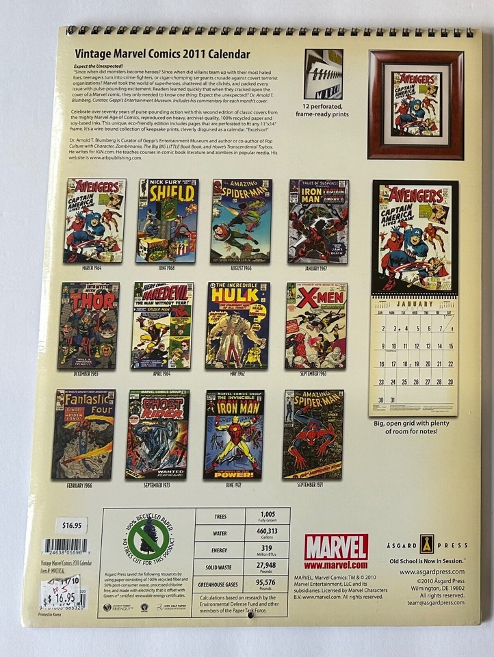 SEALED 2011 Vintage Marvel Comics Poster Calendar Silver Age X-Men ...