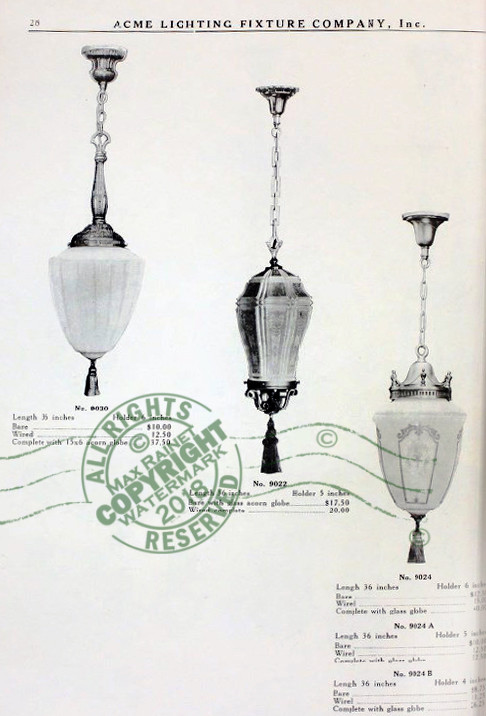 Acme Lighting Fixture Co 1922 Samples CATALOG chandeliers sconce lamps ...