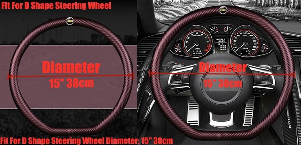 15" D Shape Car Steering Wheel Cover Genuine Leather Car Accessories ...