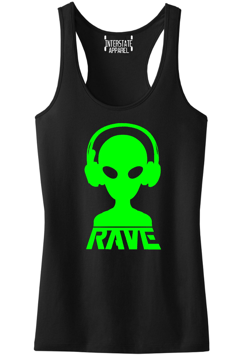 Junior's Rave Alien DJ Black Racerback Tank Top Music Dance Party EDM ...