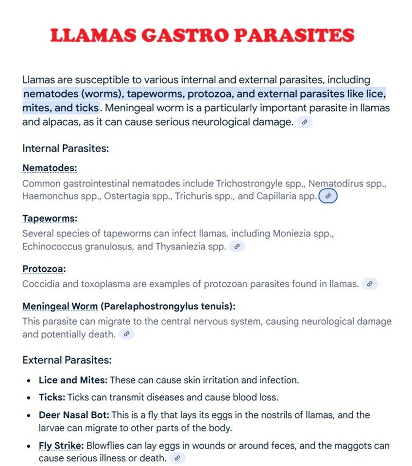 Alpaca, Vicuña, Llama CAMELS Anti-parasites & Worms - DEWORMER - Made ...