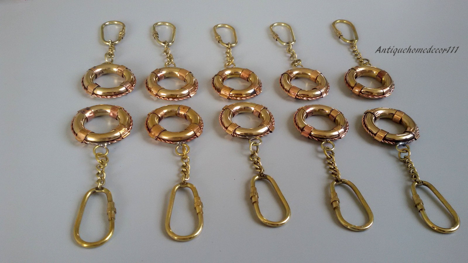 Nautical Brass & Copper life saver ship Key Chain Marine Key Ring Lot ...