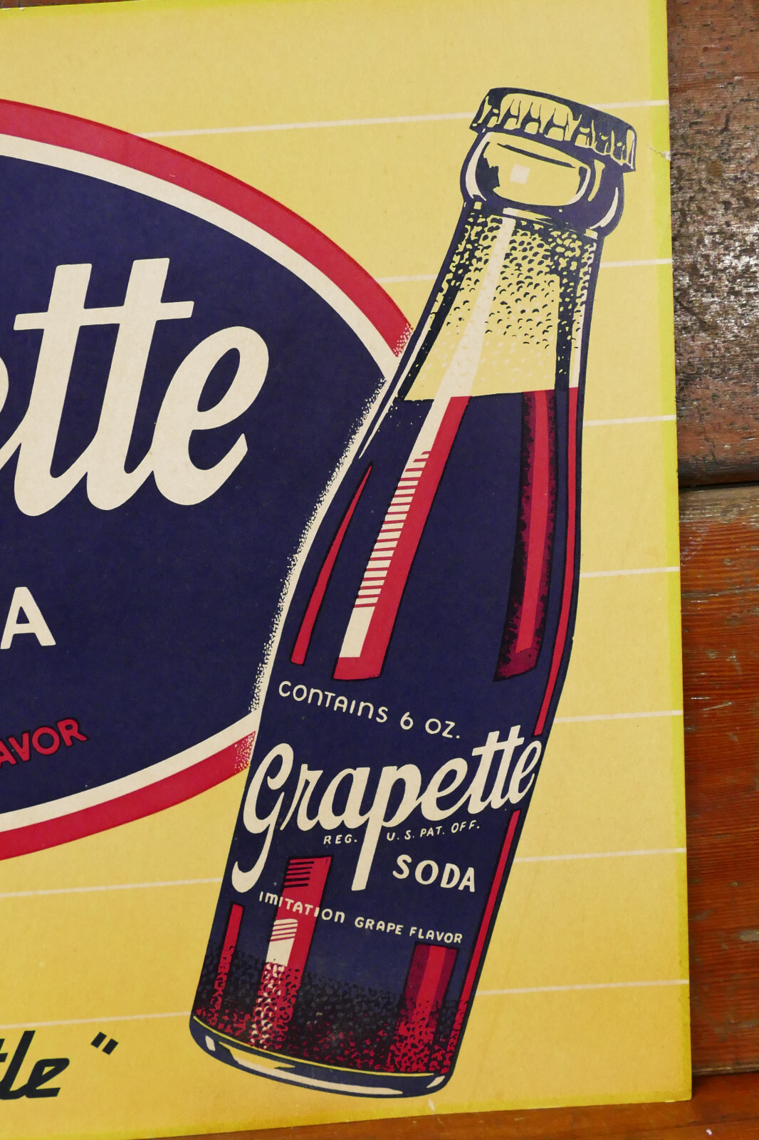 RARE Vintage Original 1940s/1950s Grapette Soda Large Cardboard Bottle ...