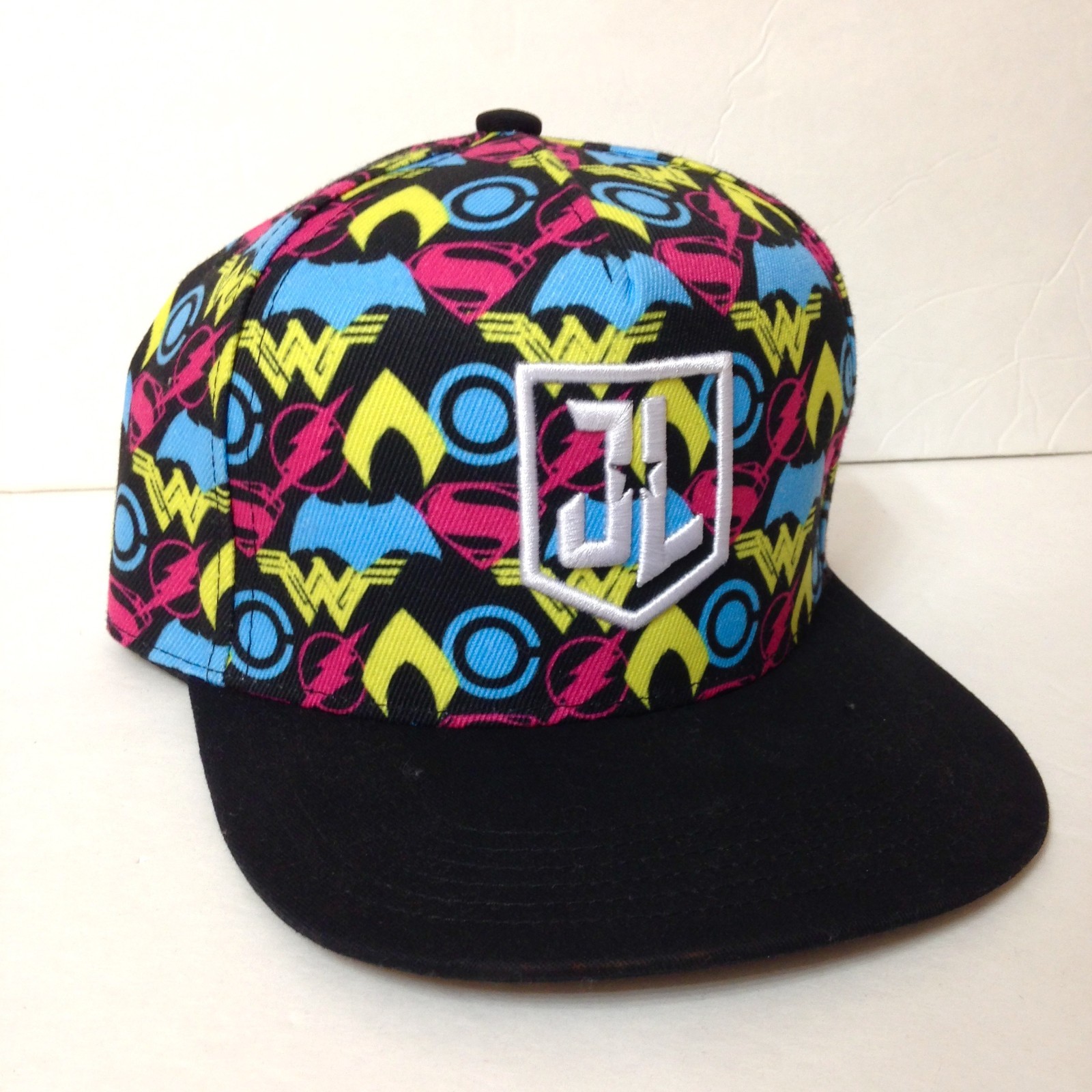 New Adult DC COMICS JUSTICE LEAGUE SNAPBACK HAT Multi-color Neon ...