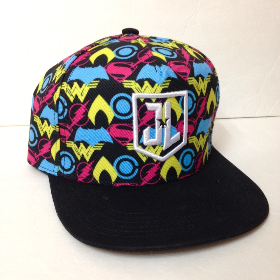New Adult DC COMICS JUSTICE LEAGUE SNAPBACK HAT Multi-color Neon ...