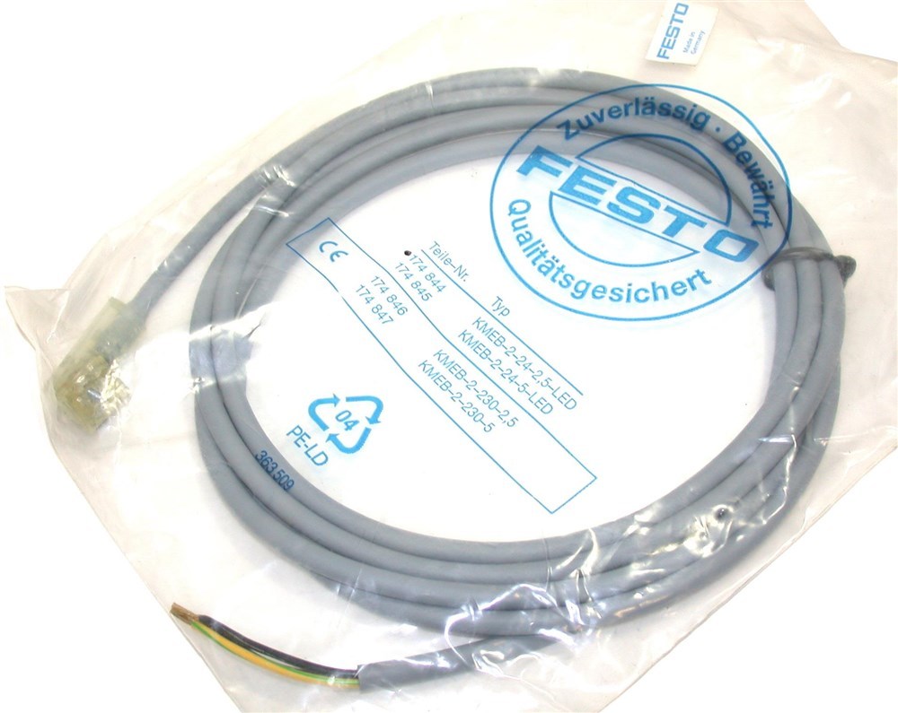 NEW FESTO 174 844 24VDC CABLE W/ PLUGS KMEB-2-24-2.5-LED | eBay