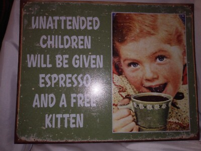 METAL HANGING WALL SIGN UNATTENDED CHILDREN NOVELTY SMALL 16" x 12.5 ...