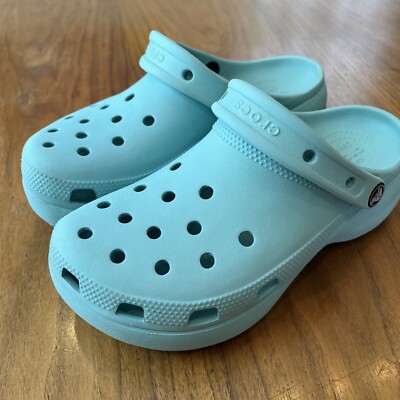 Crocs Mint Aqua Teal Slip On Strap Green Iconic Comfort W8 - EUC | eBay
