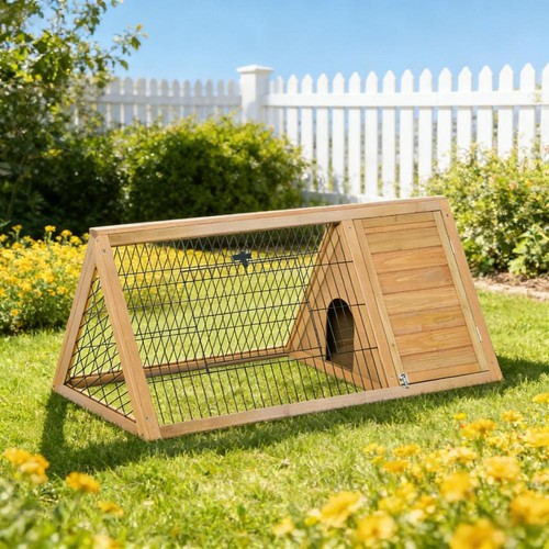 Wooden Rabbit Hutch A-Frame Small Animal Cage Indoor Outdoor | eBay