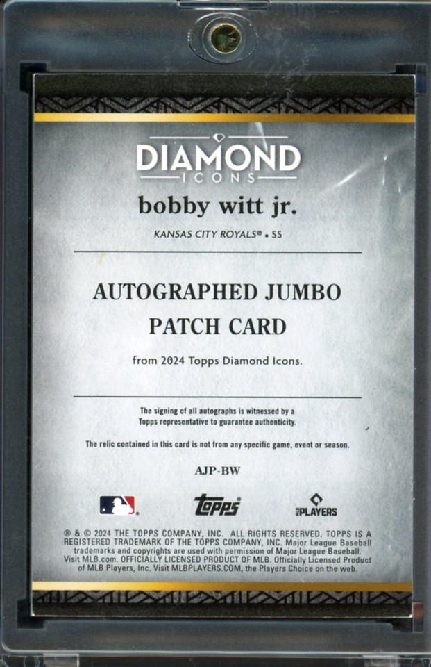 2024 Topps Diamond Icons Bobby Witt Jr Auto /25 Jumbo Patch Kansas City ...