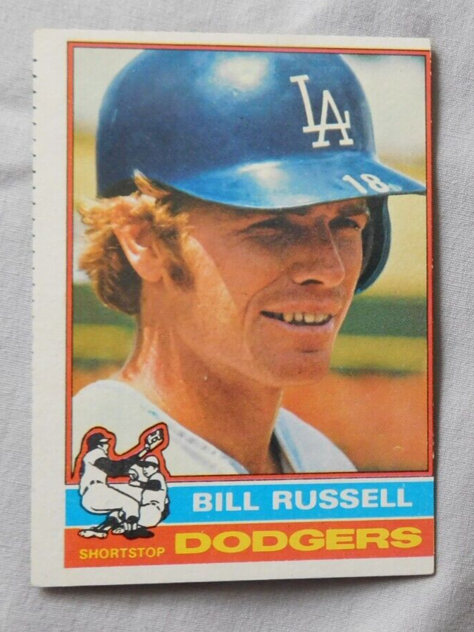 1976 Topps #22 Bill Russell Los Angeles Dodgers MISCUT Baseball Card ex ...