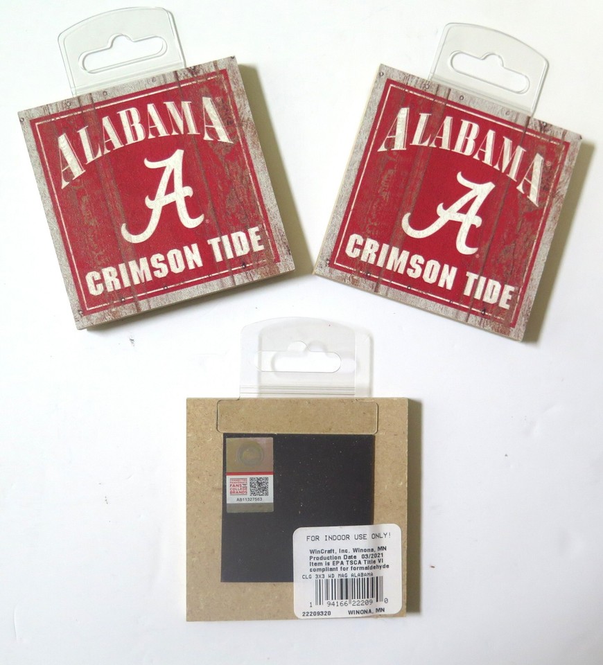 LOT OF TWO (2) ALABAMA CRIMSON TIDE (3" X 3") DISTRESSED LOOK, WOODEN ...