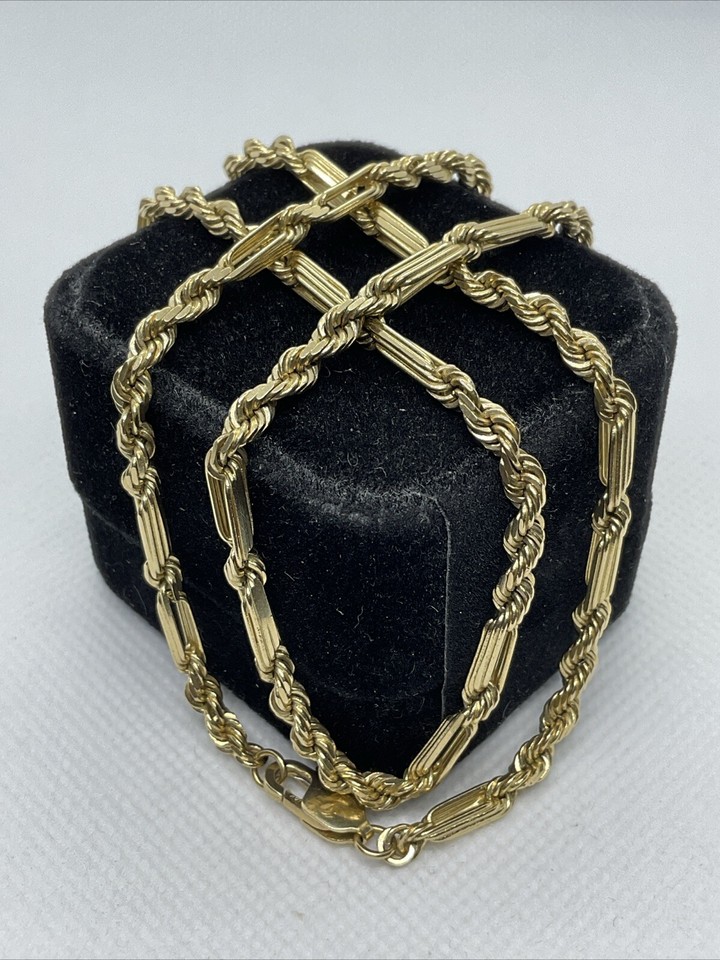 GORGEOUS Solid 14K Yellow Gold Diamond Cut MILANO ROPE Chain Necklace ...