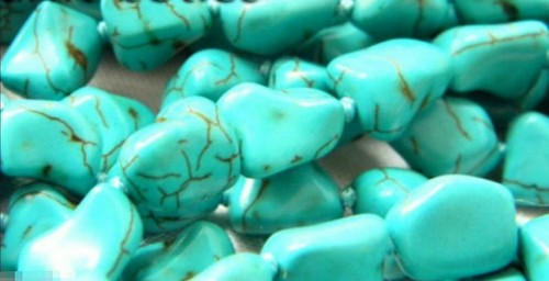 Natural Blue Irregular Turker Turquoise Gemstone Beads Necklace Long ...