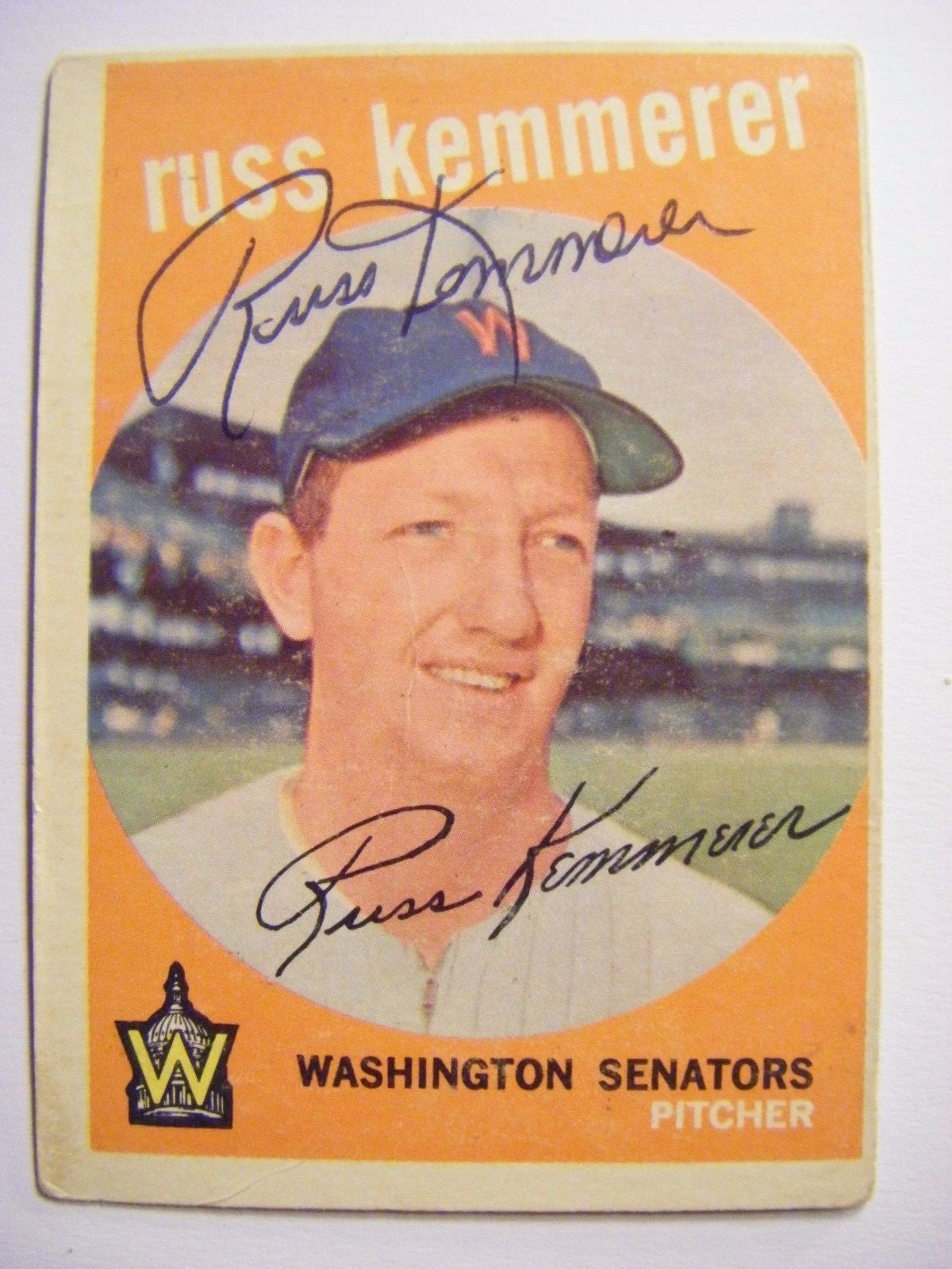 RUSS KEMMERER signed SENATORS 1959 Topps baseball card AUTO WHITE RED ...