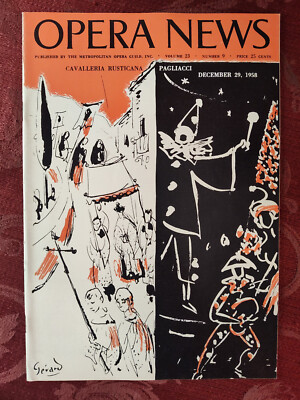 Rare METROPOLITAN OPERA NEWS December 29 1958 Cavalleria Rusticana ...