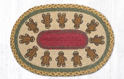 Gingerbread Man 13"x19" Oval Placemat Earth Rugs, Christmas Winter ...