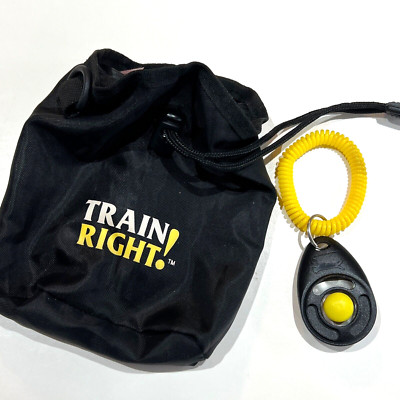 Treat Bag & 2 Clickers TRAIN RIGHT Dog Puppy Training Drawstring Clip ...