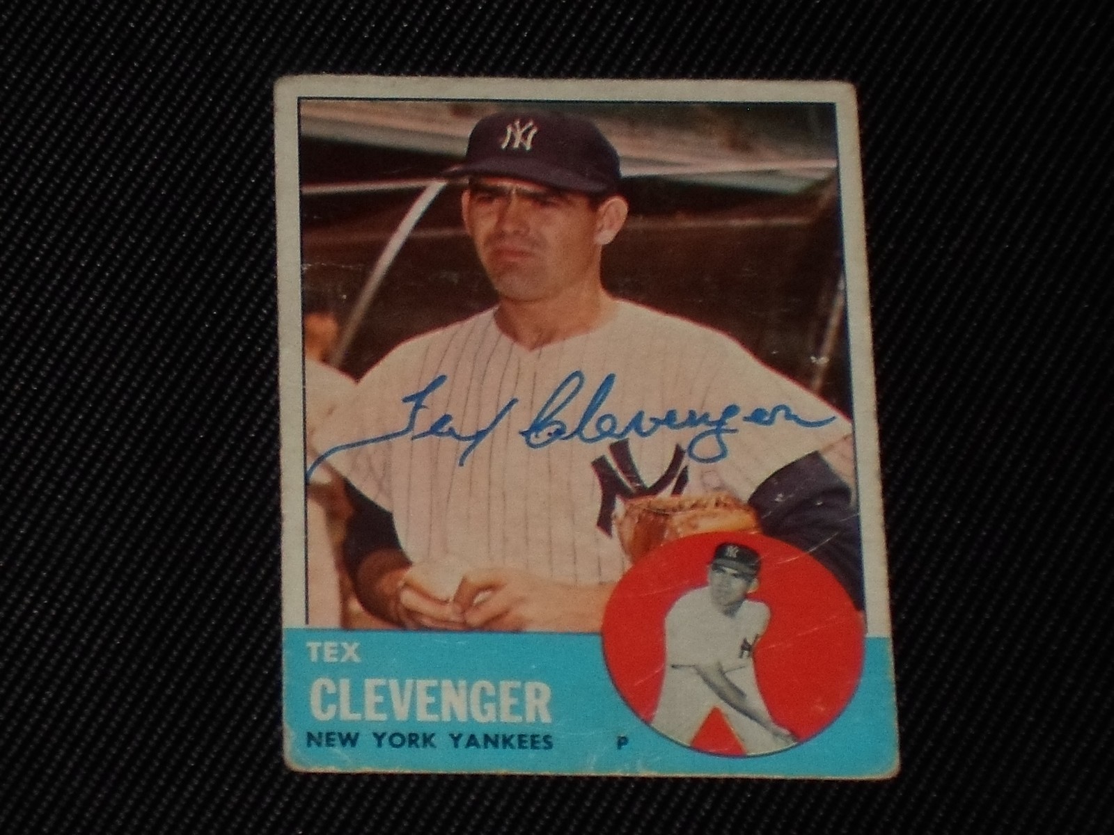 TEX CLEVENGER 1963 TOPPS SIGNED AUTOGRAPHED CARD #457 HI# NEW YORK ...