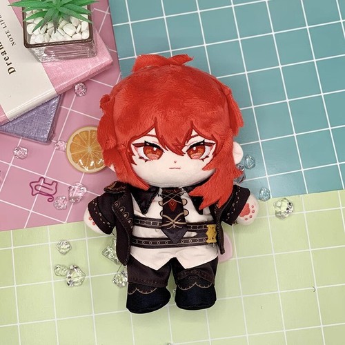 Genshin Impact Cartoon Diluc 20cm Soft Plush Doll Dress Up Stuffed Toys ...