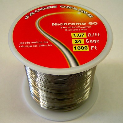 Nichrome 60 resistance wire, 24 AWG (gauge), 1000 ft, approx 1.15 lb | eBay