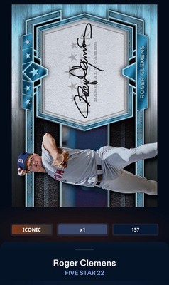 22 Topps Bunt DIGITAL Five Star Platinum Signature ICONIC Roger Clemens ...