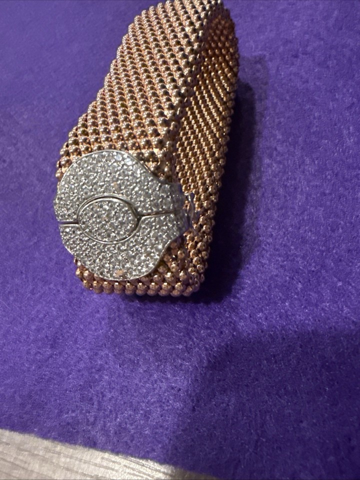 Bronze Rose Gold tone bronze Mesh Bubble Bracelet marked BRZ Italy OTC ...