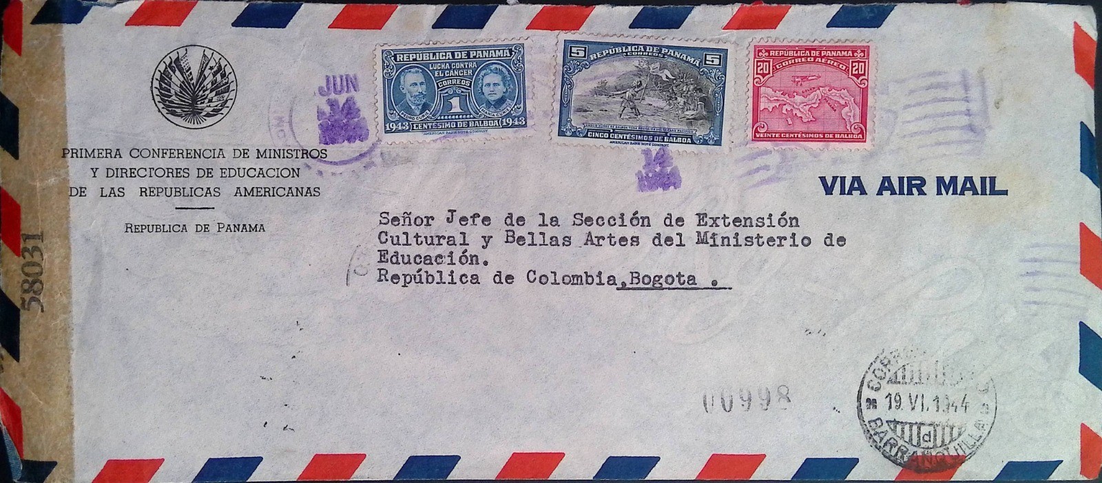 CMI) 1944. PANAMA. TERRITORIAL MAP. INDIGENOUS CULTURE. FIGURES ...