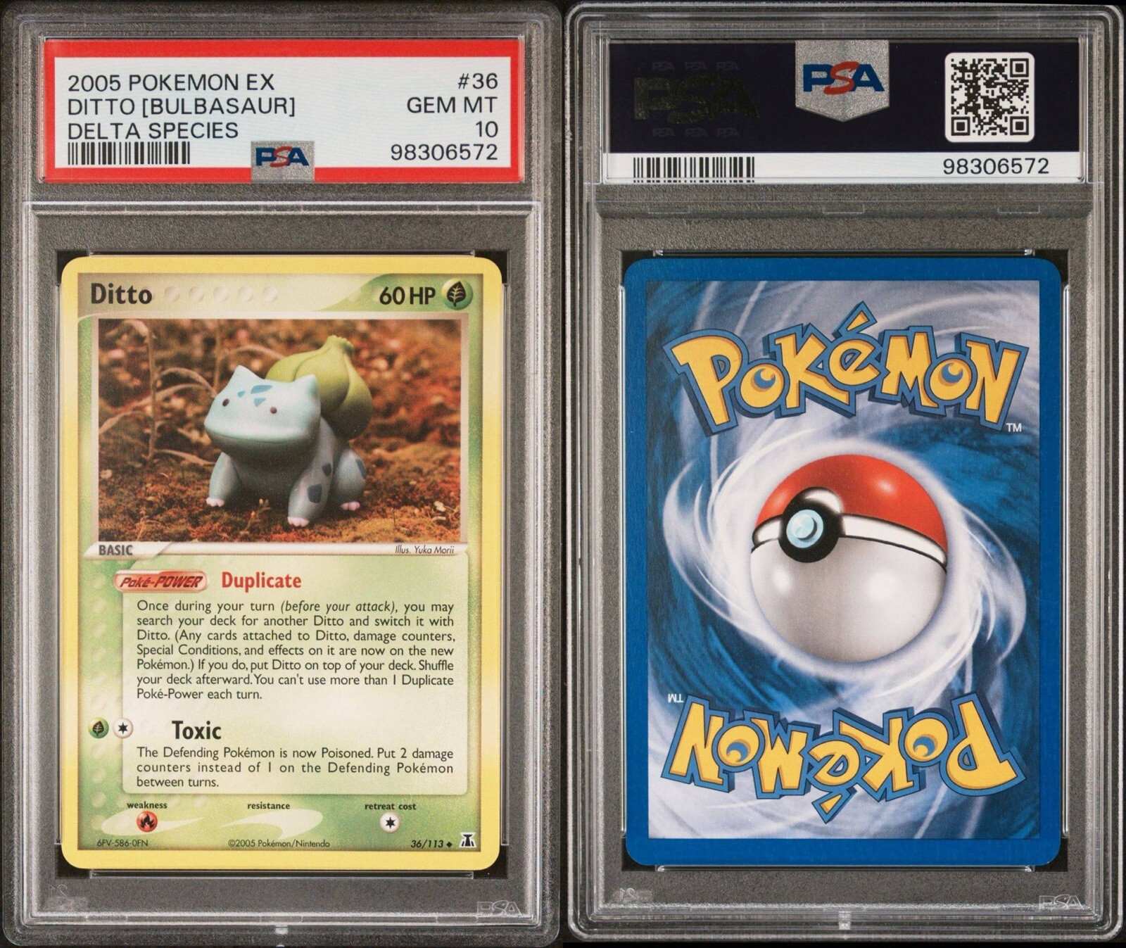 PSA 10 GEM MINT POKEMON EX DELTA SPECIES 36 DITTO [BULBASAUR] | eBay