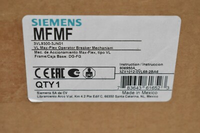 SIEMENS MFMF 3VL9300-3JN01 VL MAX-FLEX OPERATOR BREAKER MECHANISM | eBay