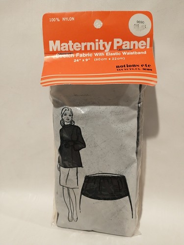 Maternity Panel Stretch Fabric Elastic Waistband 24x9" Vintage Black ...