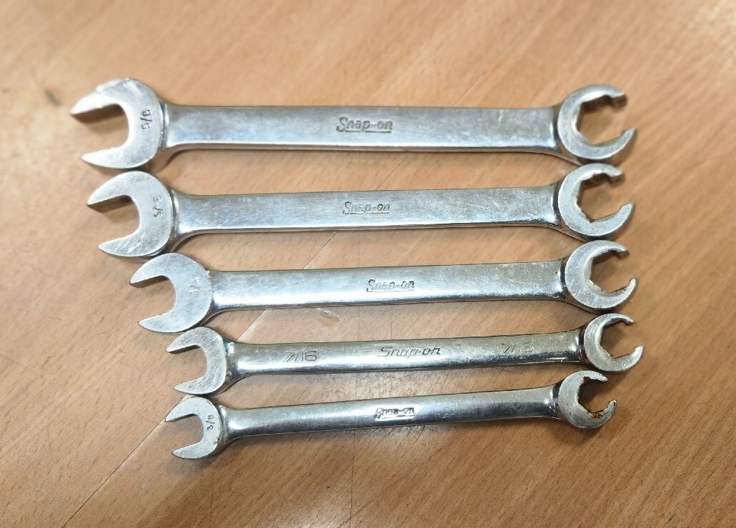 Snap-On 5pc SAE 3/8 - 5/8" Combination Open Flare Nut Flank Line Wrench ...