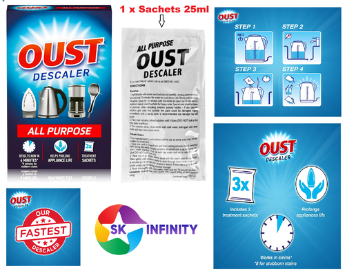OUST DESCALER Sachets All Purpose Kettles Steam Iron Limescale Remover ...
