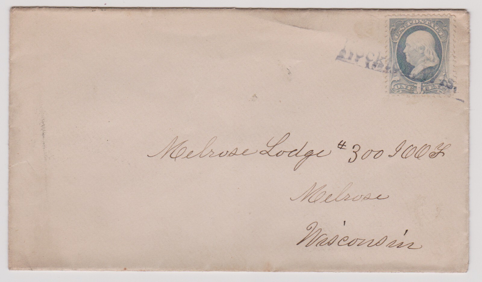 1880's 1c Circular IOOF Cover Rockton WI Vernon Co DPO Straightline pmk ...