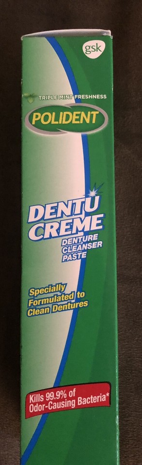 Polident Dentu-Creme Denture Cleanser Paste Triple Mint Freshness 3.9 ...