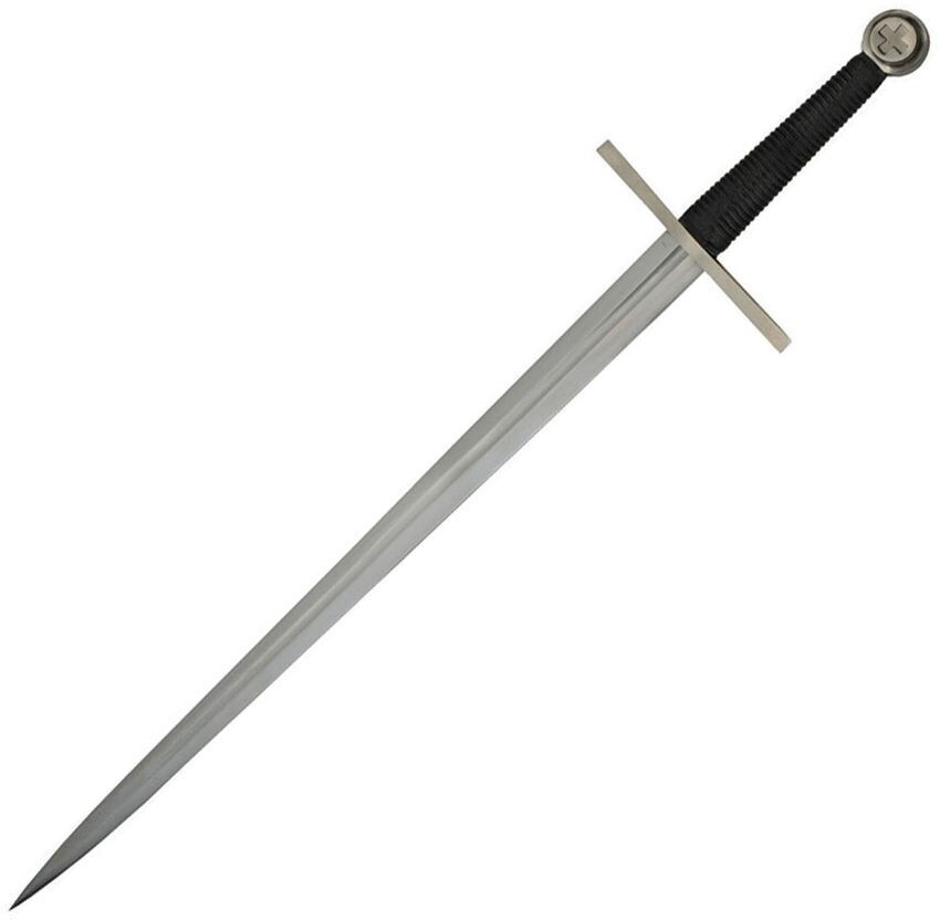 Battle Tested Two Hand Sword 31.5" Carbon Steel Blade Grooved Polymer ...