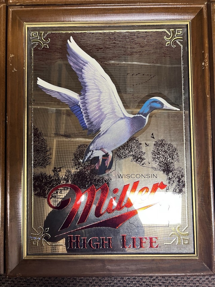 Miller High Life Mirror Beer Sign Complete 1st Edition Wildlife Series ...